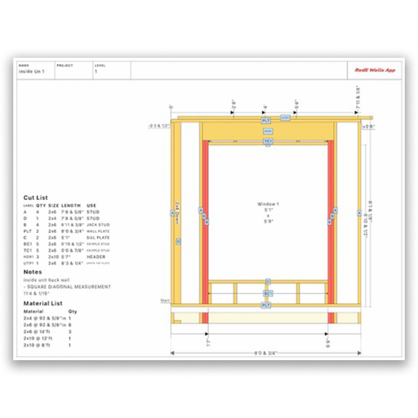 Wall Blueprint Maker - Free Wall Framing Plans & PDF Export | RedX Apps